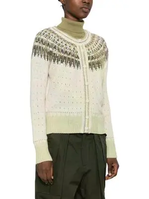 Ermanno Scervino Sequin-embellished Fair Isle Cardigan - Neutrals
