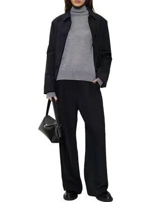 JIL SANDER Roll Neck Side Slit Sweater - Grey