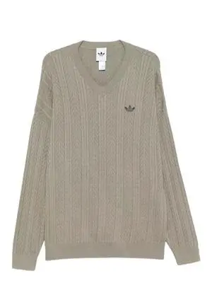Adidas Cable-knit V-neck Sweater - Neutrals