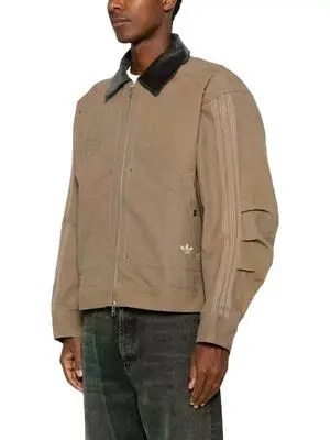 Adidas Embroidered Corduroy-collar Jacket - Neutrals