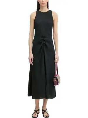 SESSUN Lua Ruched Open-back Midi Dress - Black