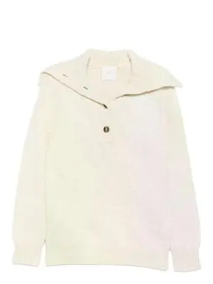 Malo Sailor Collar Button-up Knit - Neutrals