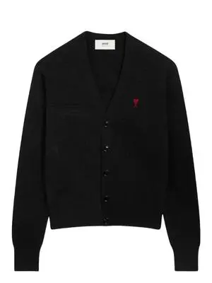 AMI Paris De Coeur V-neck Cardigan - Black