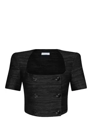 VIOLANTE NESSI Vittoria Double-breasted Cropped Top - Black