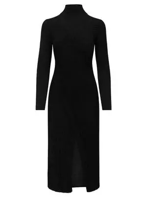 VIOLANTE NESSI Ribbed-knit Front-slit Dress - Black