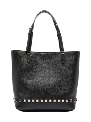 Valentino Garavani Rockstud Grained Leather Tote Bag - Black