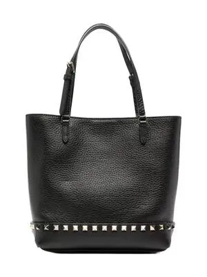 Valentino Garavani Valentino Garavani Rockstud Grained Leather Tote Bag Black