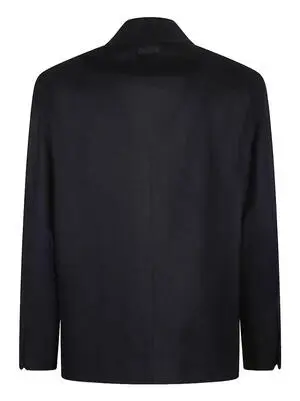 LARDINI Wool Zip-up Single-breasted Coat - Blue