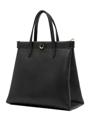 Etro Logo-detail Leather Tote Bag - Black