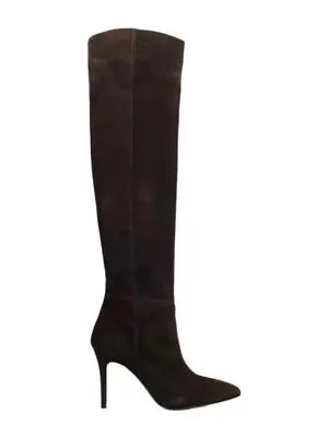 L'ARIANNA Suede Pointed-toe Stiletto Boots - Brown