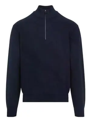Ralph Lauren Purple Label Half-zip Waffle-knit Sweater - Blue
