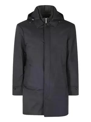 MOORER Hooded Single-breasted Jacket - Blue