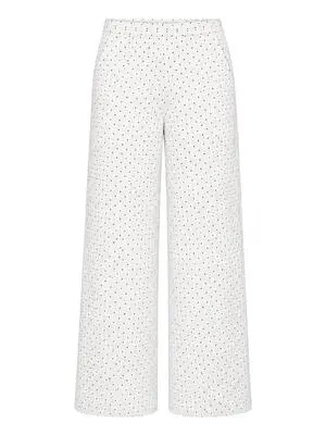 SUN CULTURE Kay Trousers In Polka Chiffon - White