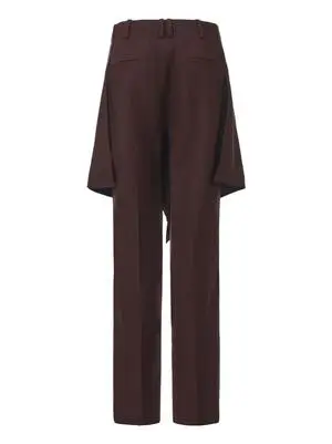 FRONT ROW SHOP Layered Skirt Trousers Rum - Brown