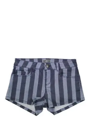 MY PAIR OF JEANS Indigo Striped Cotton Shorts - Blue