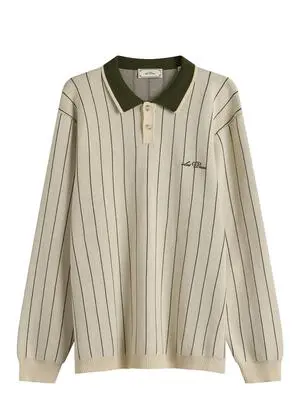 LES DEUX Signature Knitted Long Sleeve Polo - Ivory