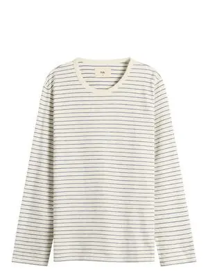 Folk Long Sleeve Textured Stripe T-shirt - Ecru/soft Blue
