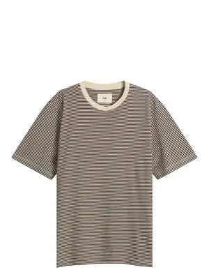 Folk 1x1 Stripe T-shirt - Espresso/stone