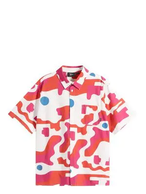 PARRA Abstract Mountain Short Sleeve Shirt - Red