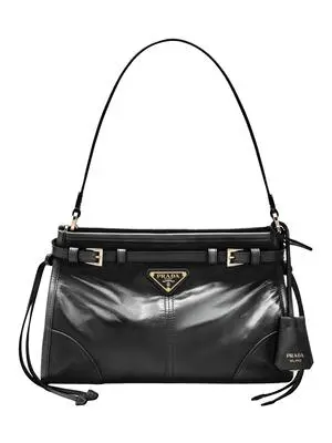 Prada Small Bonnie Top-handle Bag In Calf Leather - Black
