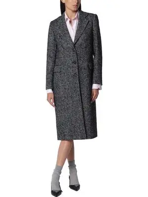 Tagliatore Single-breasted Herringbone Wool-blend Coat - Black