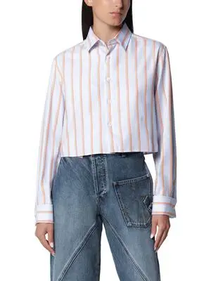 JW Anderson Cropped Striped Cotton Shirt - Multicolor