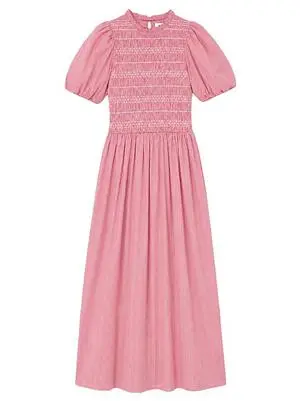 RO&ZO Stripe-pattern Shir Woven Midi Dress - Red