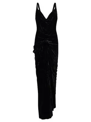 Rick Owens Strutter Cowl-neck Velvet Maxi Dress - Black