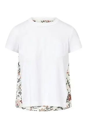 Sacai Contrasting Floral Cotton Top - Ivory