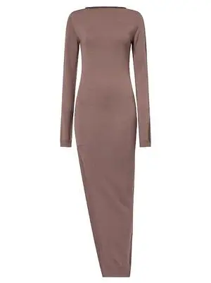 Rick Owens Long-sleeve Slit Wool Maxi Dress S Grape