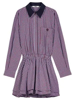 Maje Cotton Check Mini Shirt Dress - Red