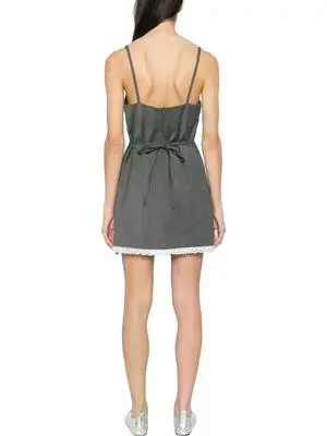 Maje Bow-detail Lace-trim Mini Dress - Grey