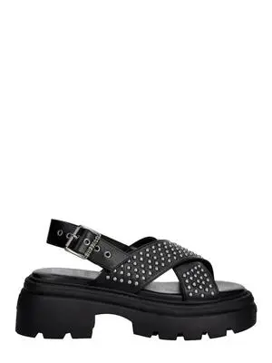 BUFFALO Vega Cross Studded Platform Sandals - Black