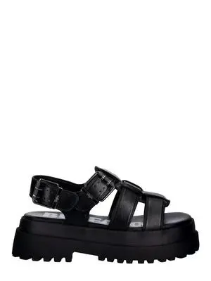 BUFFALO Pluto Buckle-fastening Caged Platform Sandals - Black