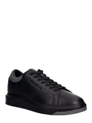 Armani Exchange Logo-embossed Lace-up Sneakers - Black