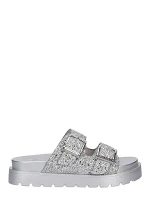 BUFFALO Raya Ari Glam Glitter-effect Flat Sandals - Silver