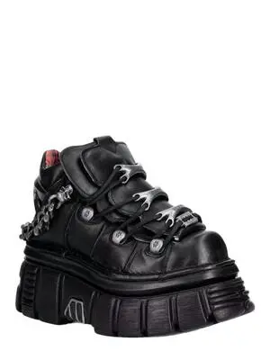 NEW ROCK Metallic Platform Chain-link Boots - Black