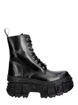 NEW ROCK Platform Lace-up Boots - Black