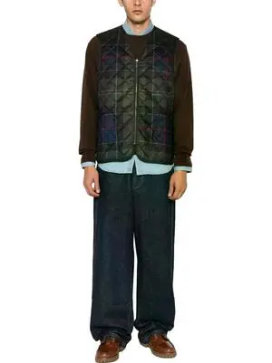 Barbour Quilted Tartan Waistcoat - Green