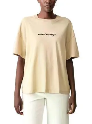 Armani Exchange Logo-embroidered T-shirt - Neutrals