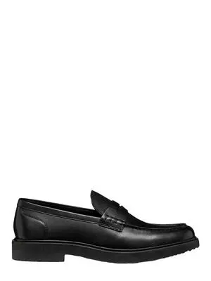 Geox Leather Penny-slot Loafers - Black