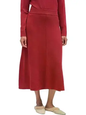 Chinti & Parker Ribbed-knit A-line Midi Skirt - Red