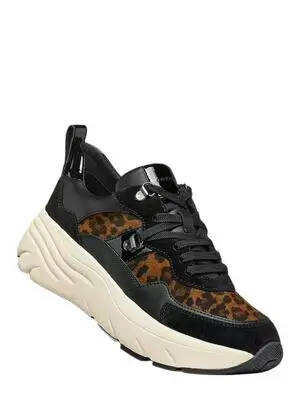 Geox Diamanta Leopard-print Panelled Sneakers - Black