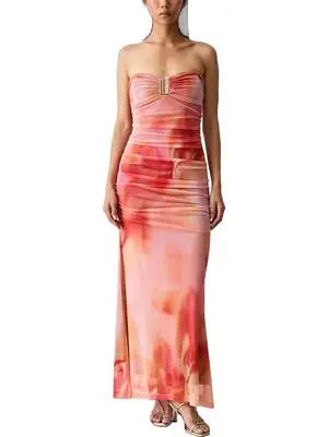 Bardot Stephanie Ruched Floral-print Maxi Dress - Pink