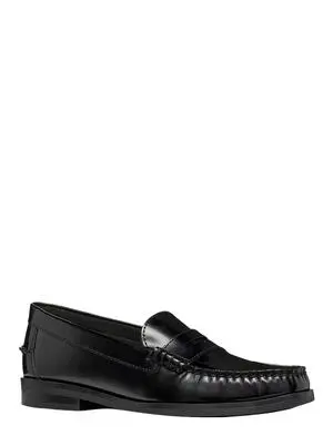 Geox Noemen Polished-finish Penny Loafers - Black