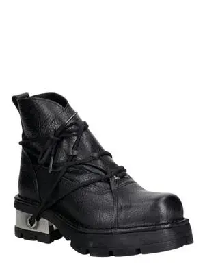 NEW ROCK Metallic Platform Lace-up Boots - Black