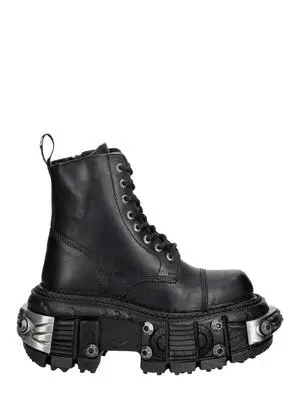NEW ROCK Metallic Platform Boots - Black