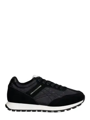 Armani Exchange Monogram-print Lace-up Sneakers - Black
