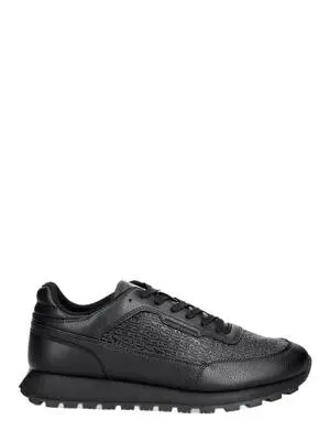 Armani Exchange Embossed Logo Pebbled Effect Lace-up Sneakers - Black