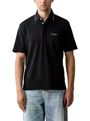 Armani Exchange Logo-print Tipped Polo Shirt - Blue